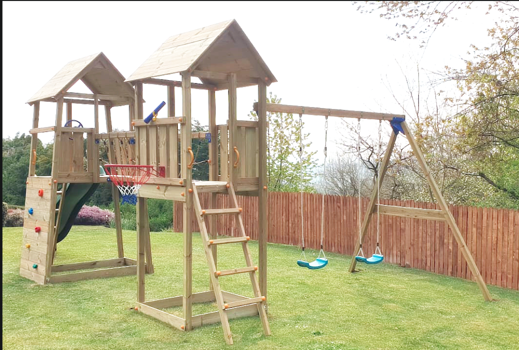 Blue Rabbit Belvedere and Kiosk combo with swing module - Active Garden